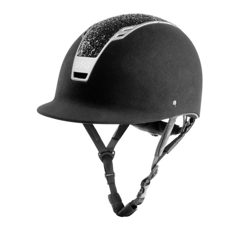 Reithelm Comfort Crystal Black Velvet - Samtoptik mit Glitzer, 87,68